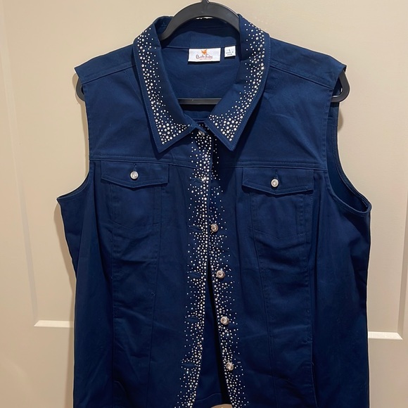 Quacker Factory | Jackets & Coats | Quacker Factory Blue Rhinestone ...
